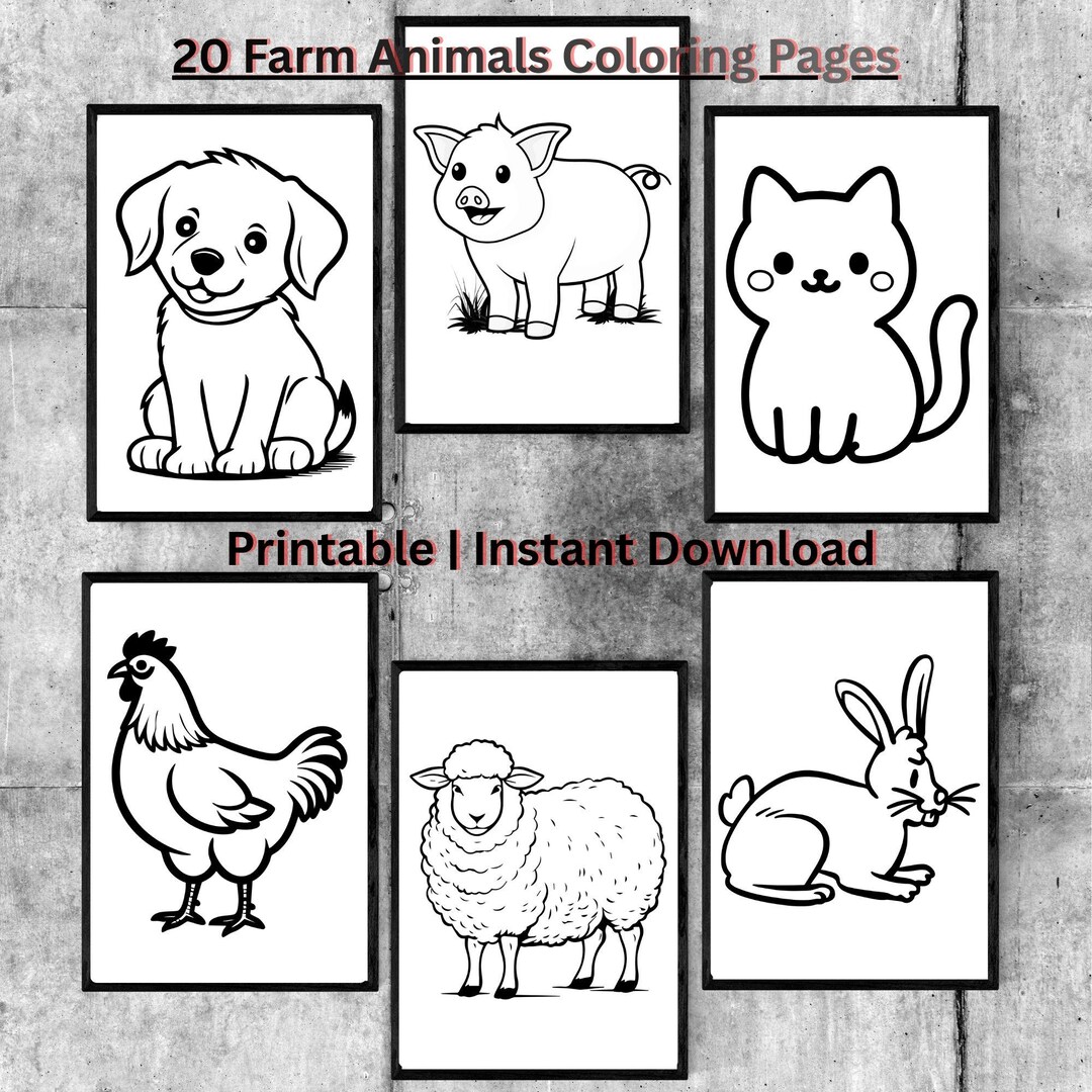 Farm Animals Coloring Pages for Kids | 20 Printable Pages | A4 & A5 ...