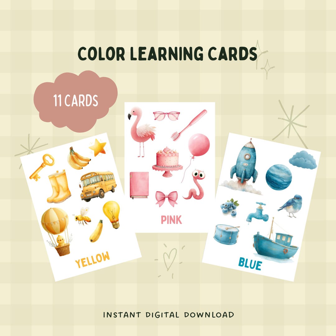 Color Learning Cards for Kids, Printable Color Recognition Cards ...