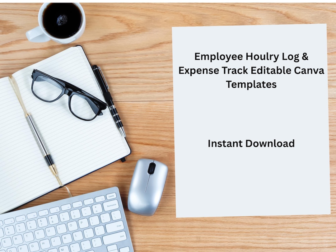Employee Hourly Log & Expense Tracker| Editable Canva Timesheet and ...