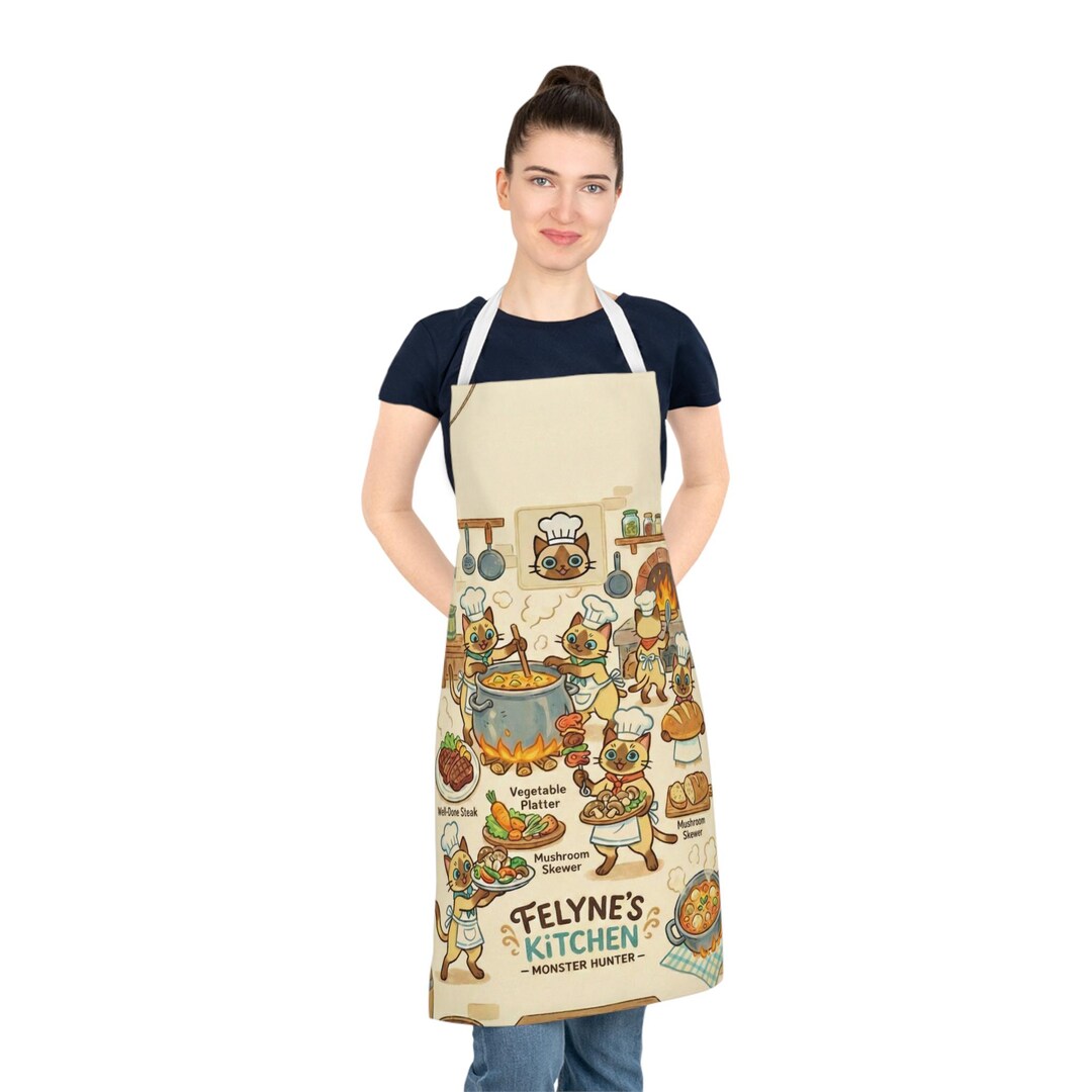 Felynes Kitchen Chef Cats Apron | Monster Hunter Palico Cooking Apron ...