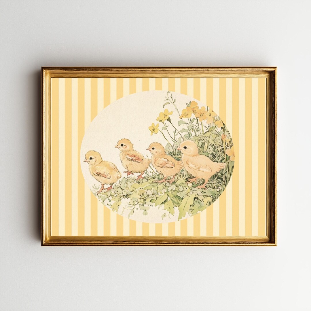 Spring Baby Chick Art Print: Farm Animal Nursery Wall Decor (printable ...