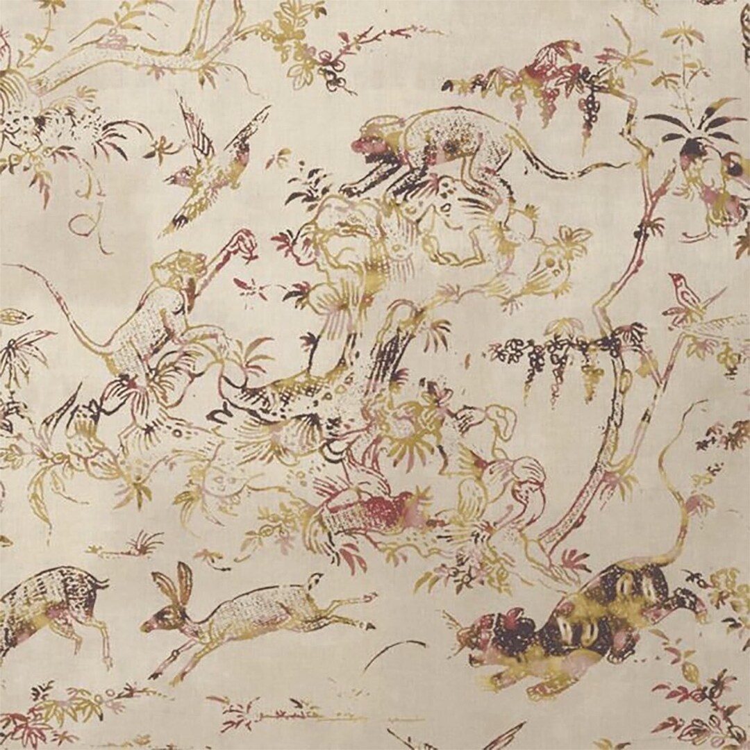 Vintage Jim Thompson "the Hunting Ground" Arun Fabric - Hand-printed ...