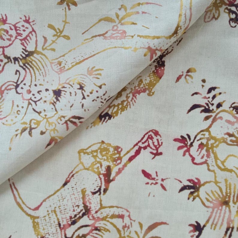 Vintage Jim Thompson "the Hunting Ground" Arun Fabric - Hand-printed ...