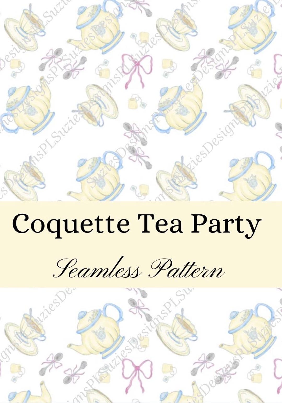 Coquette Tea Party Seamless Pattern - Etsy