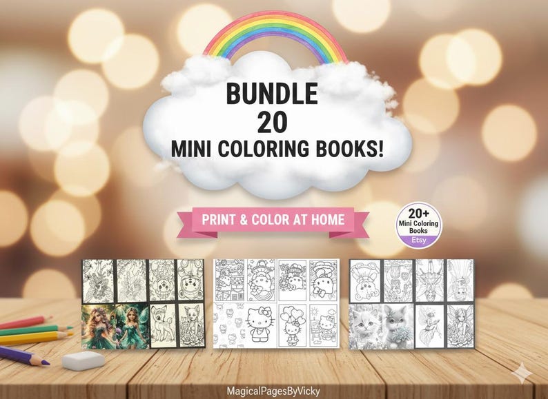 20 Mini Coloring Books Bundle for Kids | Cute Coloring Pages ...