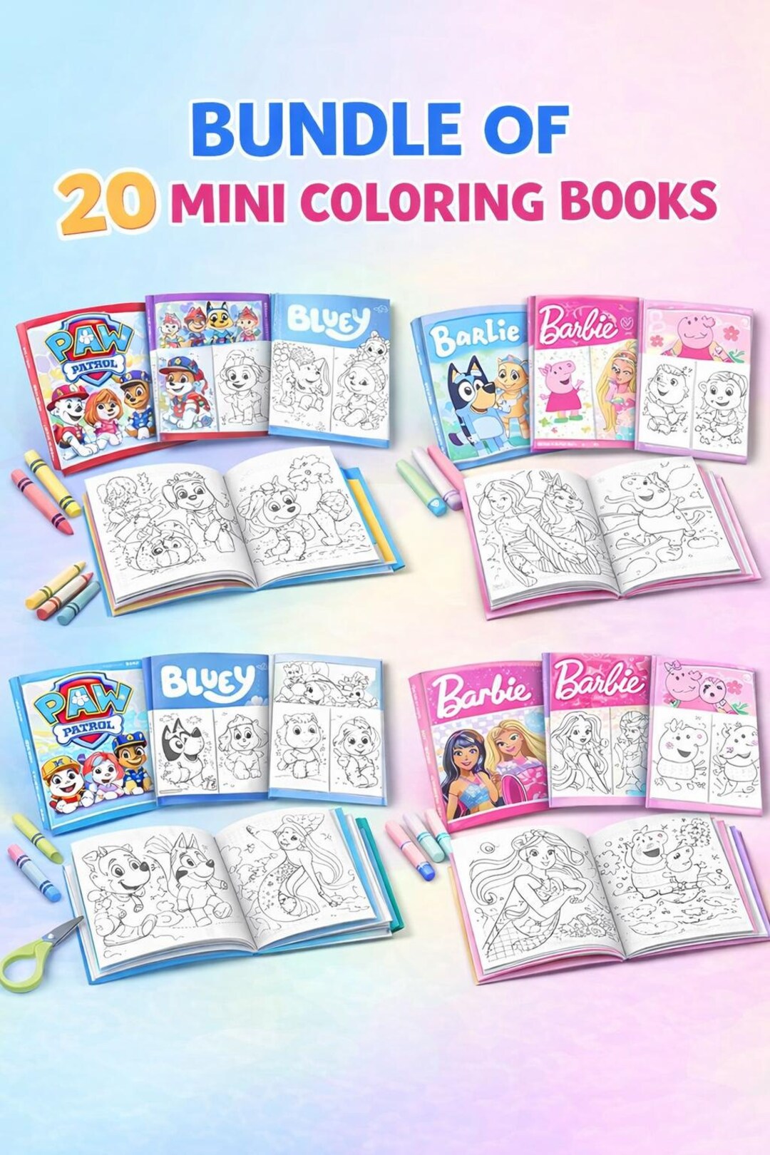 20 Mini Coloring Books Bundle for Kids | Cute Coloring Pages ...