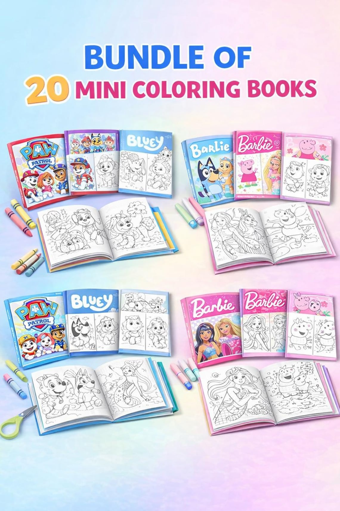 20 Mini Coloring Books Bundle for Kids | Cute Coloring Pages ...