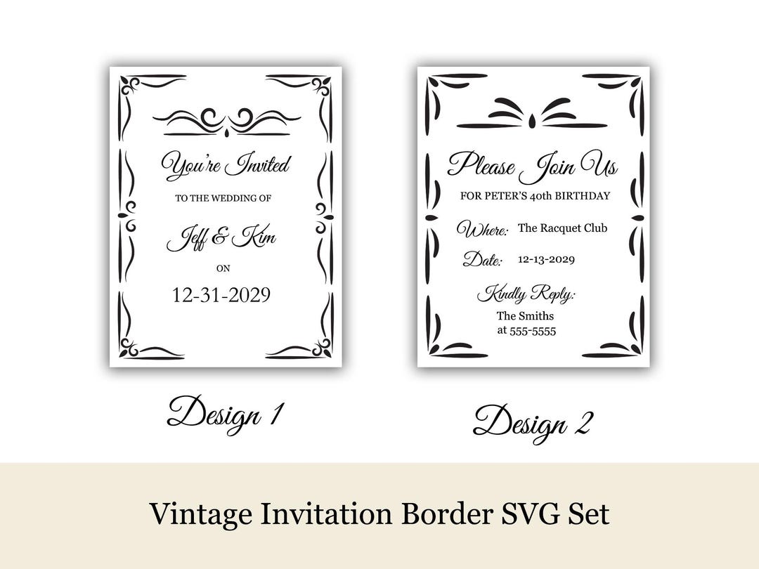 Vintage Invitation Border SVG Set | Elegant Frame Design | Wedding ...