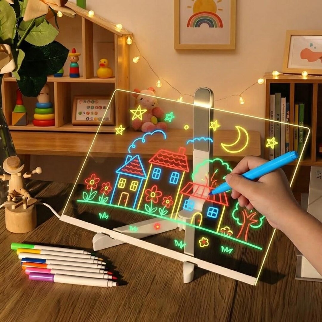 LED Acrylic Drawing Board for Kids, Reusable Light up Message Tablet ...