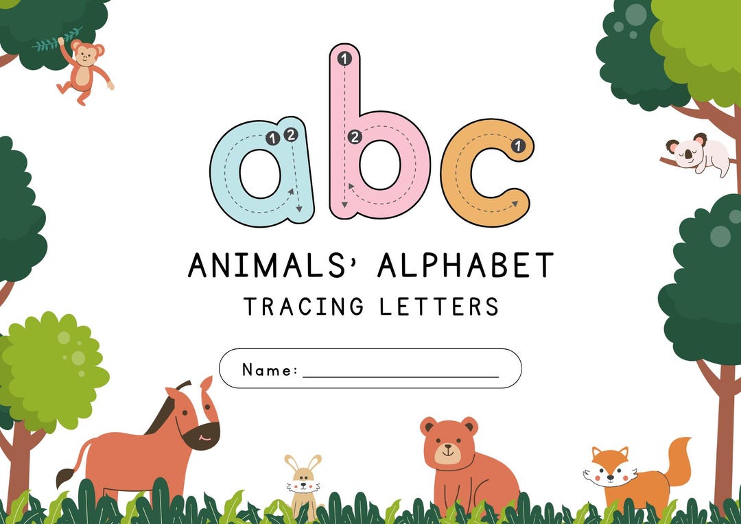 Animal Alphabet Tracing Worksheets Ages 3-5 |screen Free Learning - Etsy