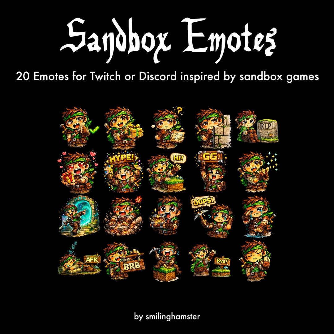 Hytale-inspired Twitch Emotes Pack (20x) | Fantasy RPG Emotes | Twitch ...