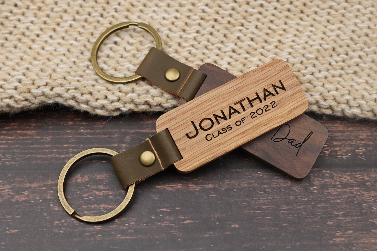 Engraved Wood Keychain, Personalized Anniversary Gift - Etsy