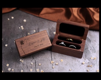 Quad Wood Ring Box Storage for 2-4 Rings, Engraved Ring Bearer Box ...