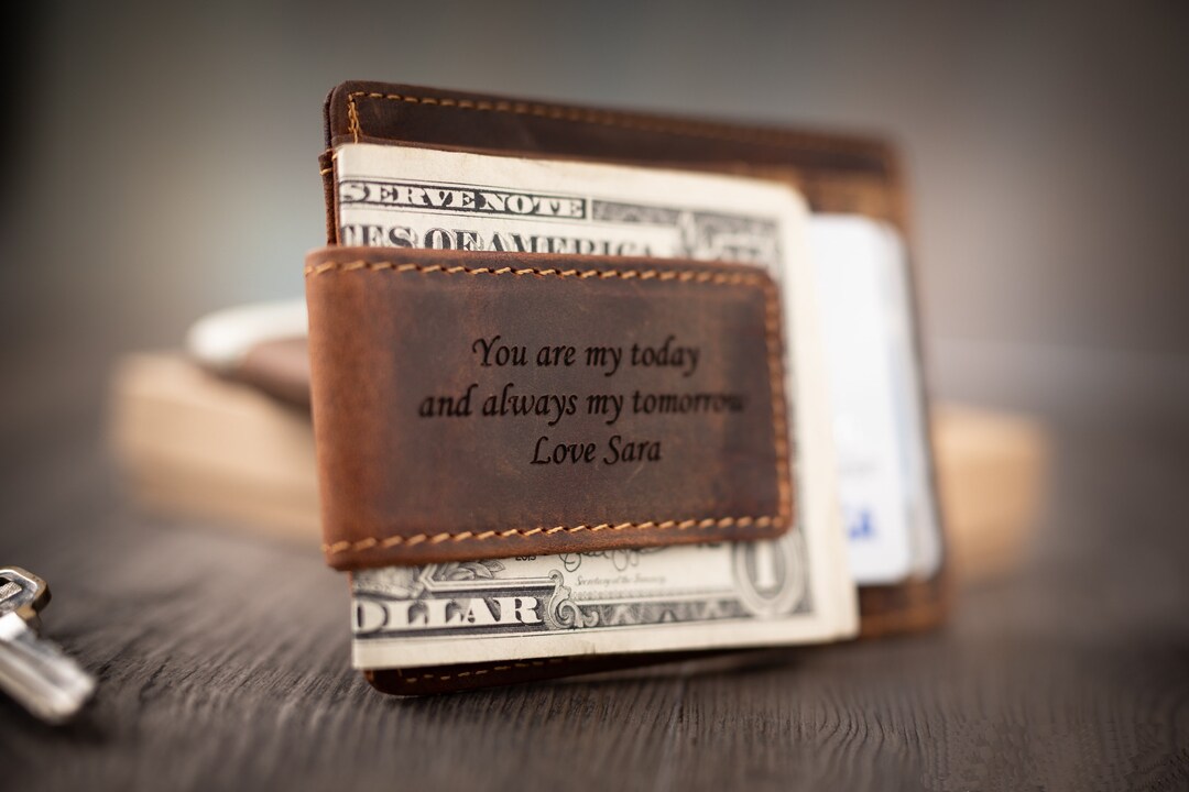 Leather Money Clip Engraved, Personalized Money Clip, Leather Money ...