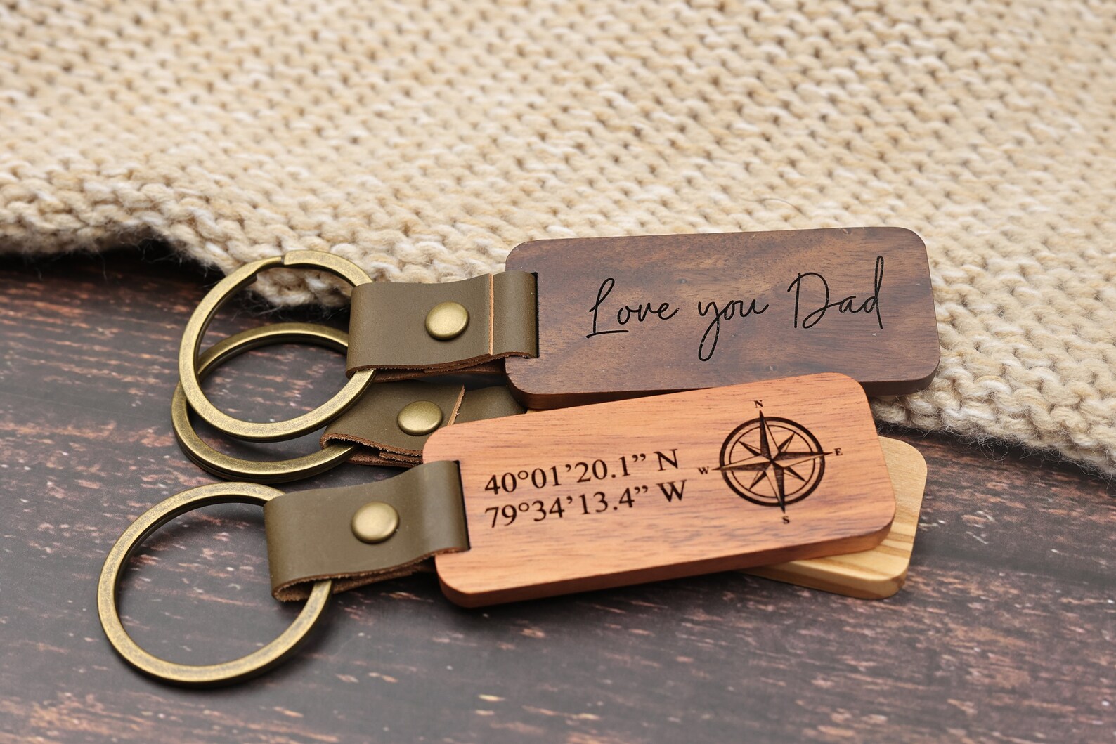 Engraved Custom Wood Keychain, 5th Wooden Anniversary Gift for Husband ...