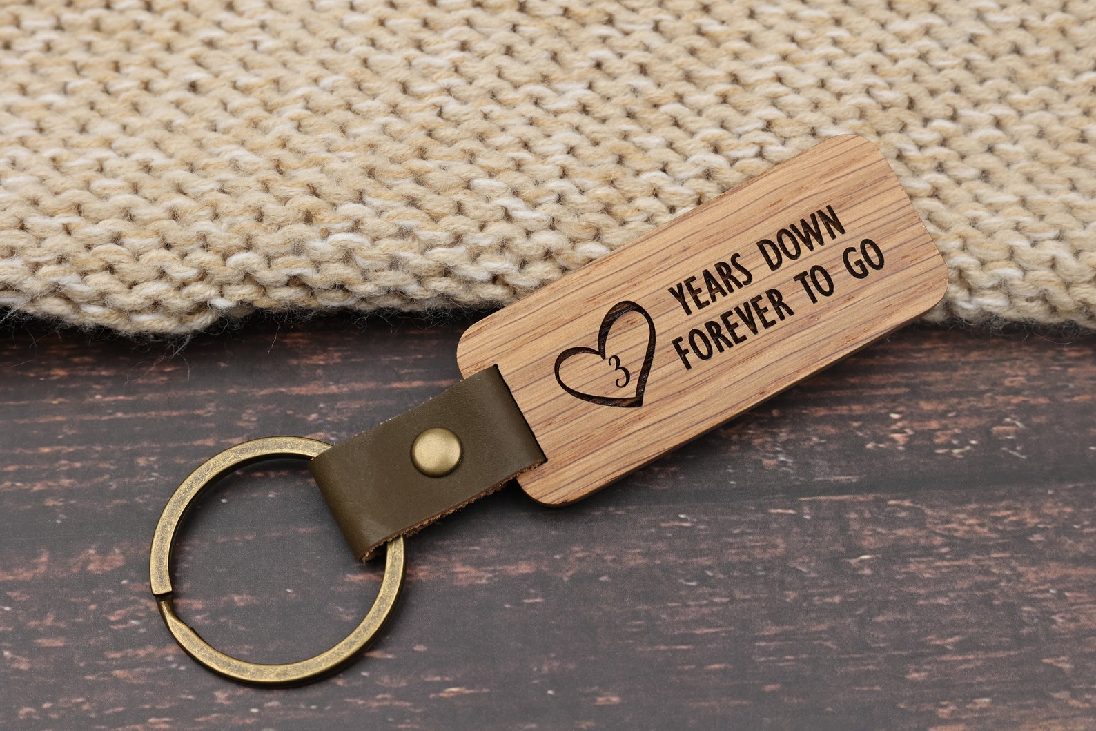 Engraved Wood Keychain, Personalized Anniversary Gift - Etsy