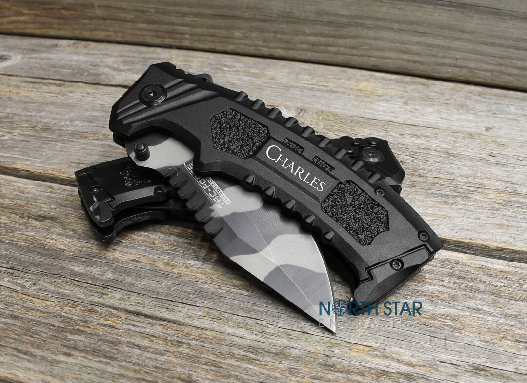 Customizable Camo Pocket Knife With Tanto Blade and Pocket Clip - Ideal ...