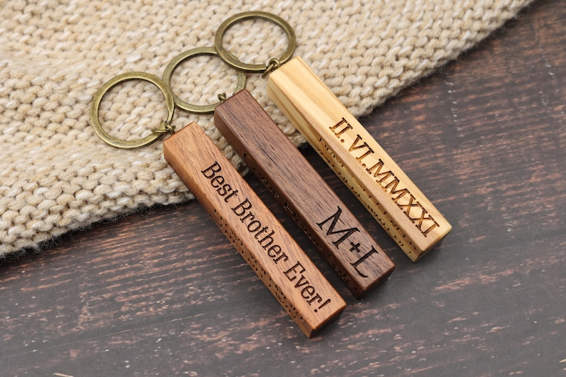 Engraved Keychain Boyfriend Keychain Personalized Wooden Bar - Etsy