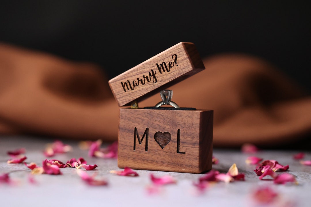 Proposal Ring Box, Custom Slim Engagement Ring Box, Wedding Engagement ...