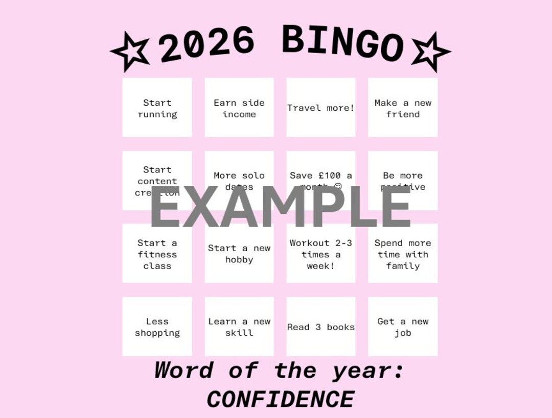 2026 Pink Goal Setting Bingo Template | Minimal Aesthetic Vision Board ...