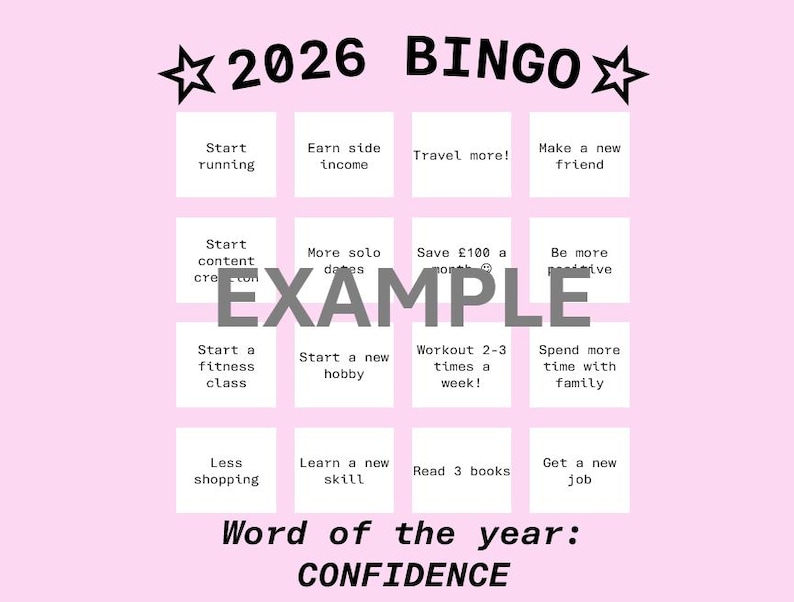 2026 Pink Goal Setting Bingo Template | Minimal Aesthetic Vision Board ...