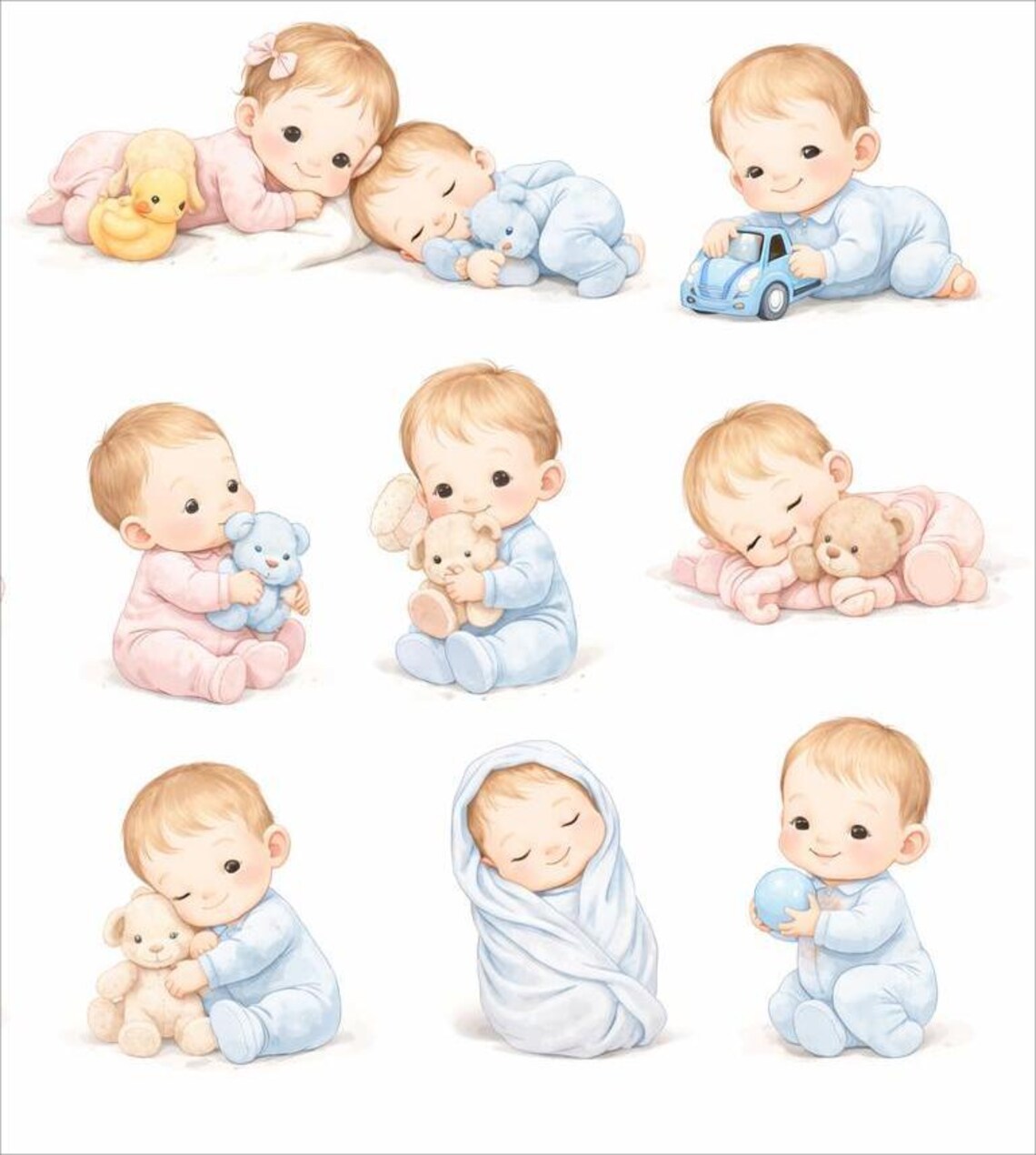 Baby Stickers PNG Bundle | Cute Baby Clipart | Baby Boy & Girl Stickers ...