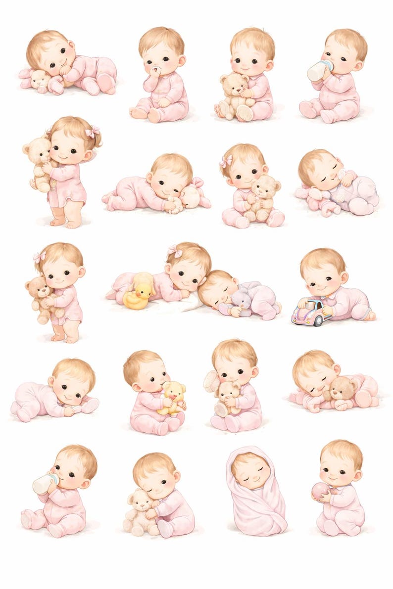 Baby Stickers PNG Bundle | Cute Baby Clipart | Baby Boy & Girl Stickers ...
