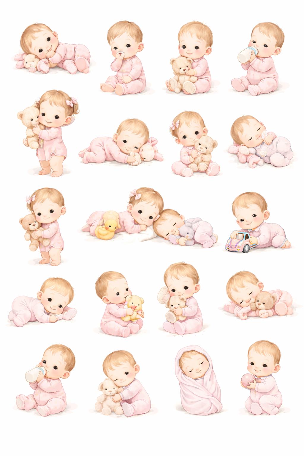 Baby Stickers PNG Bundle | Cute Baby Clipart | Baby Boy & Girl Stickers ...
