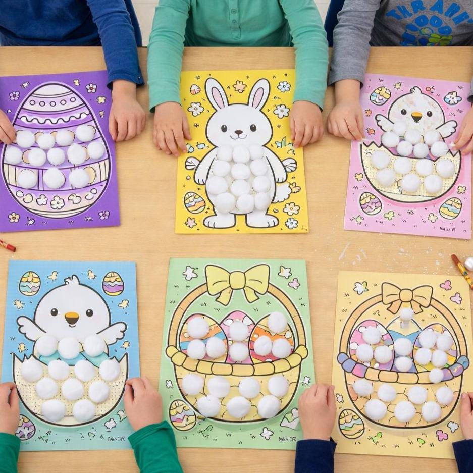 Easter Animal Cotton Ball Craft for Preschool | Spring Fine Motor ...