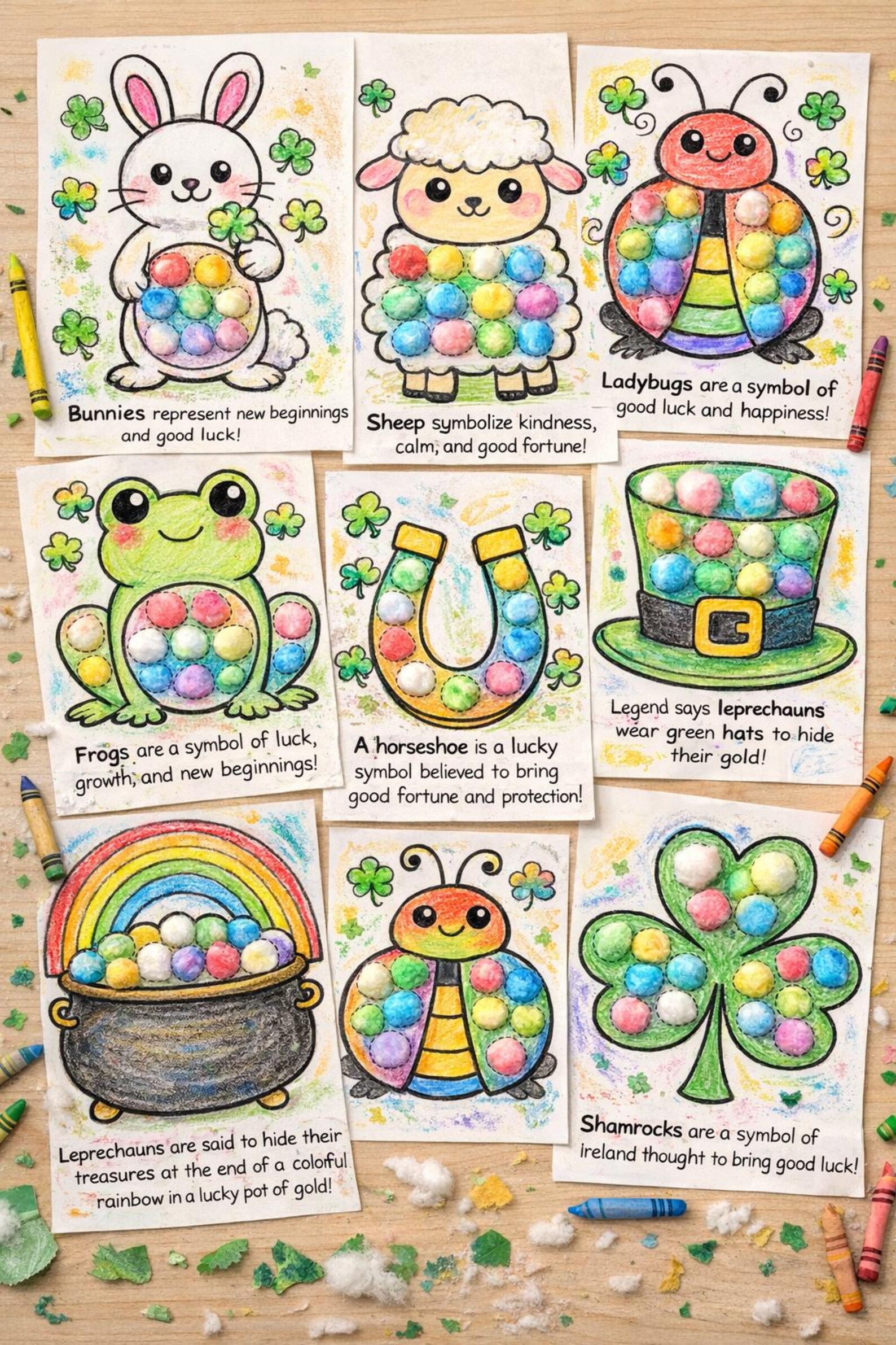 St Patrick’s Day Crafts for Kids | Cotton Ball Animal Craft Printable ...