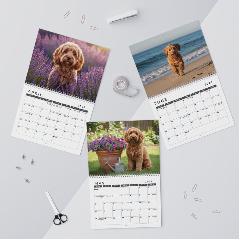 2026 Cockapoo Wall Calendar | Cockapoo Art Print | 12 Month Calendar ...