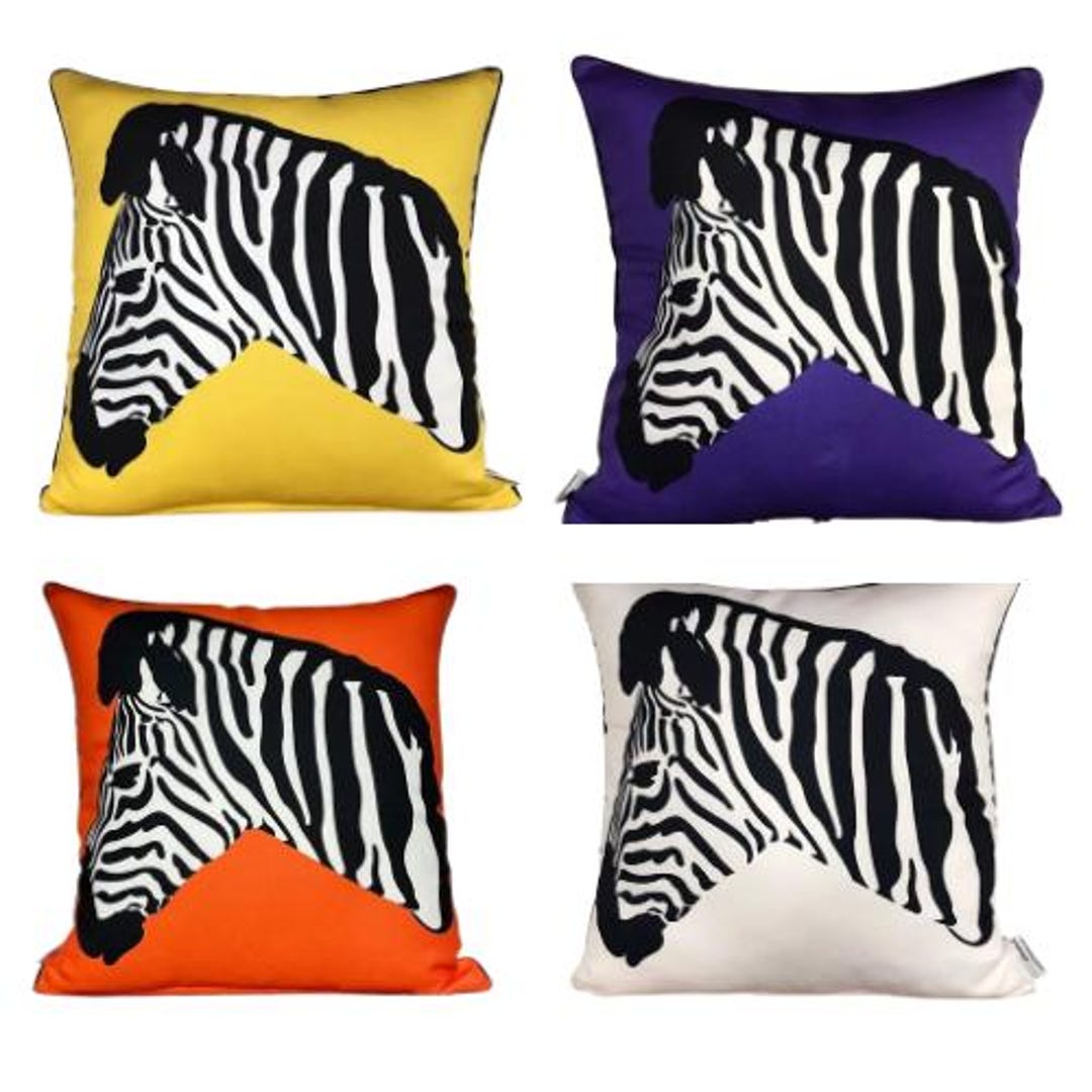 Zebra Head Pillow Cover , Pop Art Animal Cushion, Graphic Zebra Face ...
