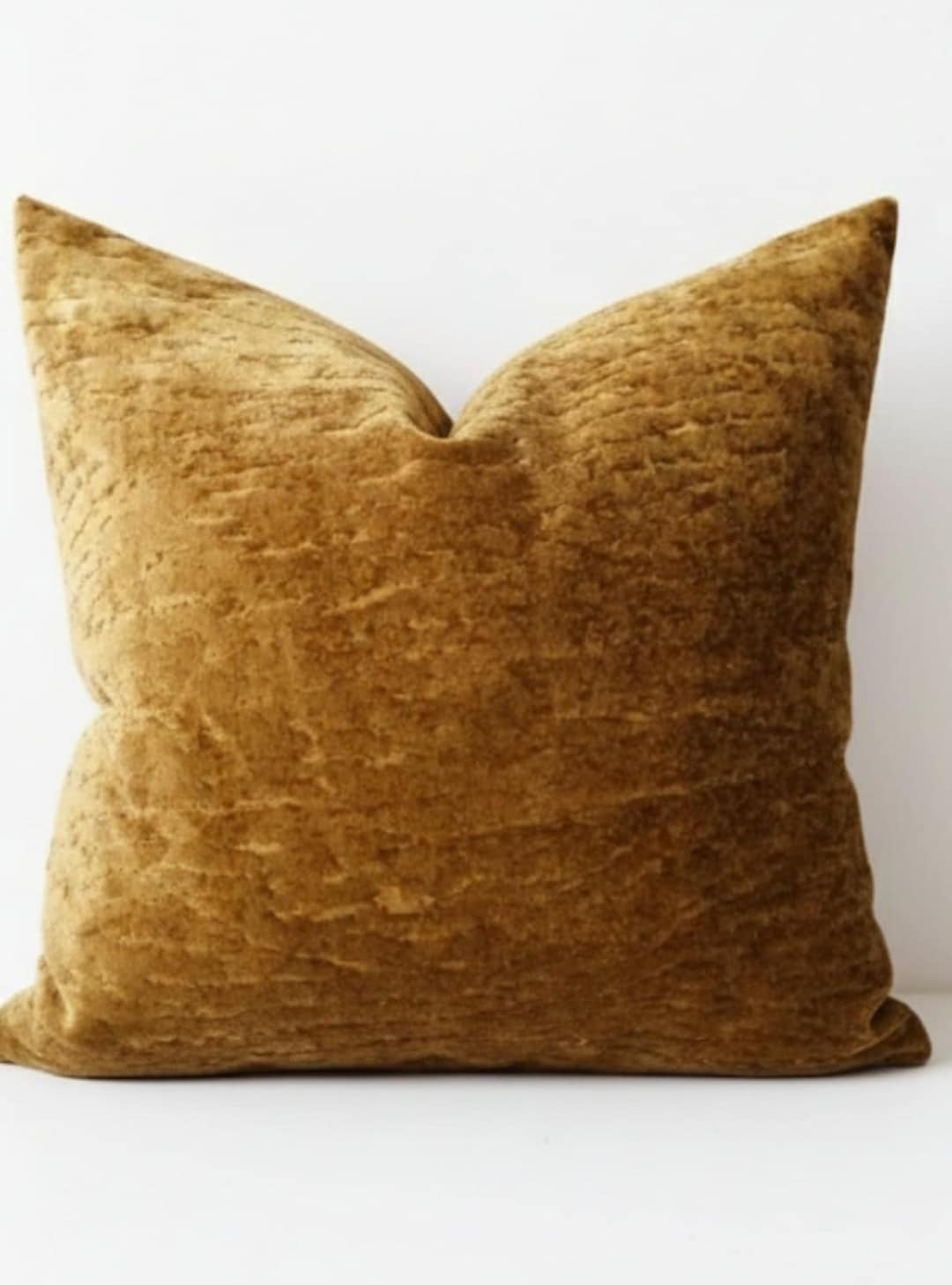 Mustard Yellow Textured Velvet Pillow Cover, Gold Crushed Velvet ...