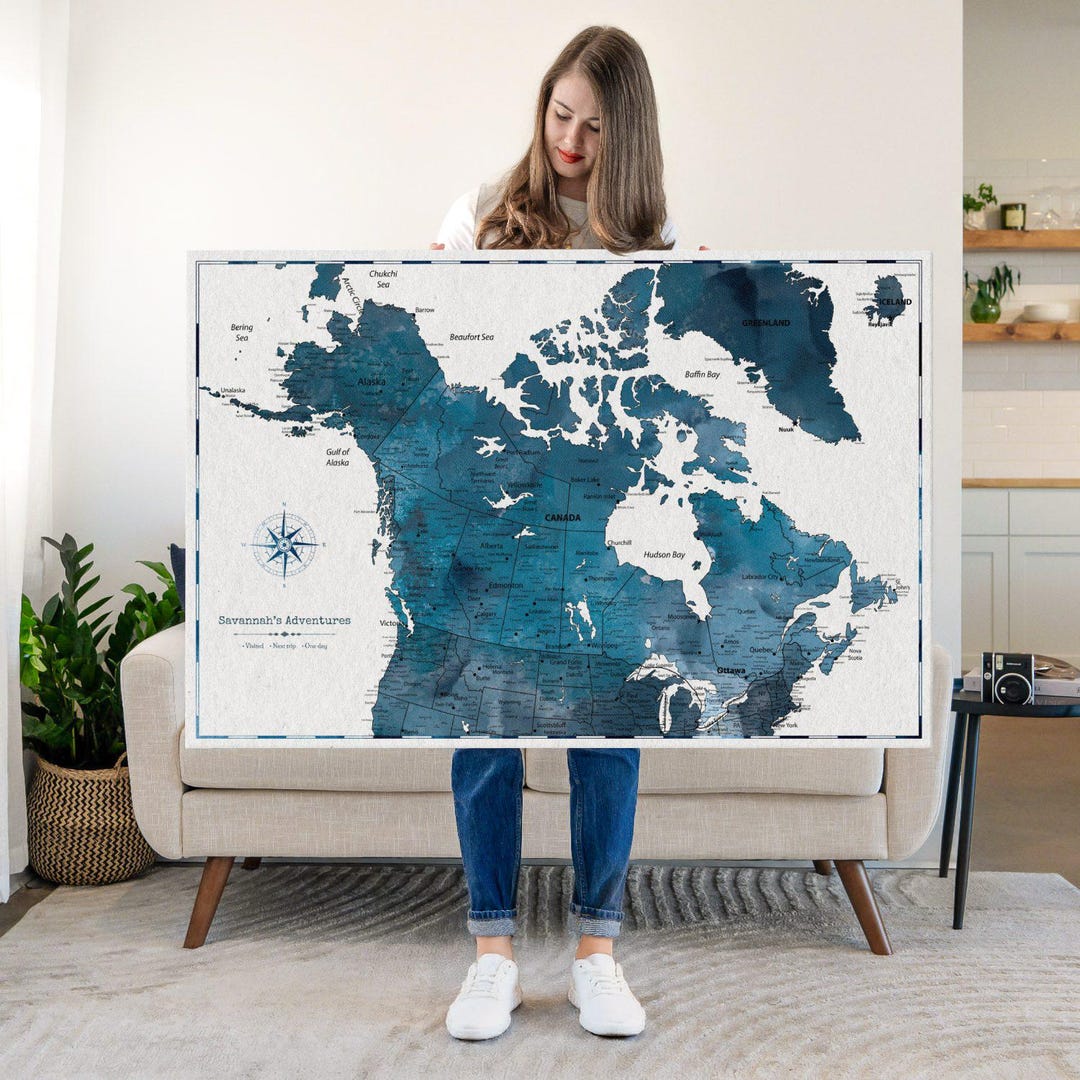 Personalized Exploring Canada Push Pin Map - Etsy