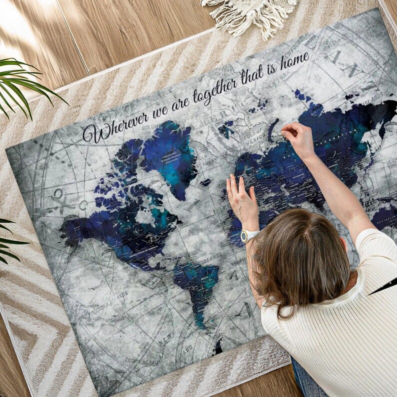 Wherever We Are I Push Pin World Map - Etsy