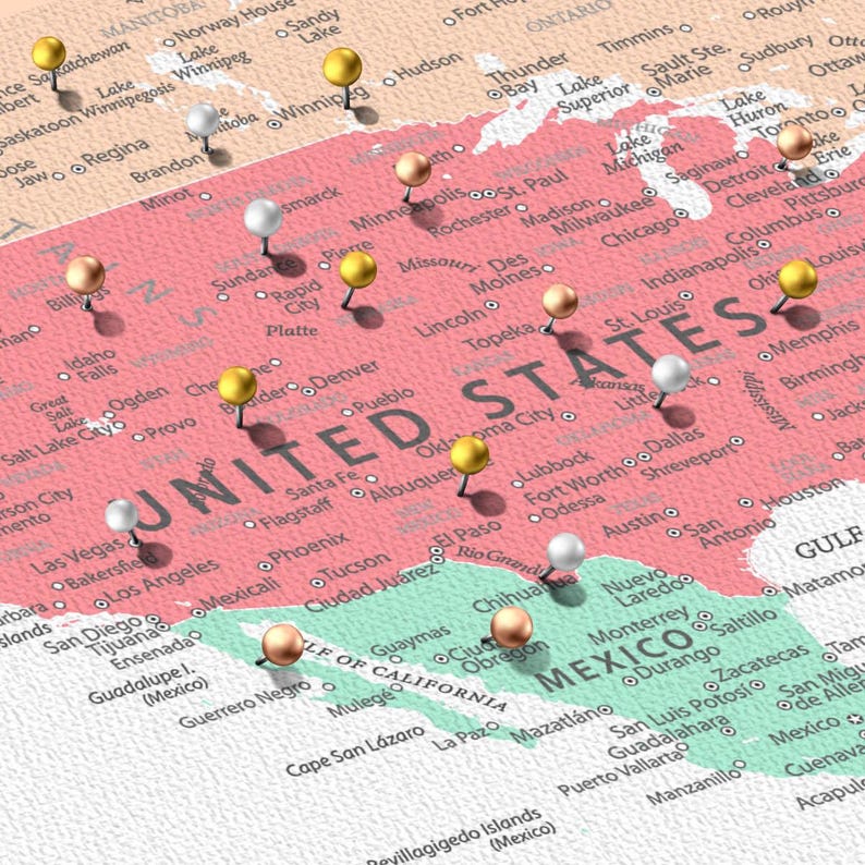 Our Travels World Push Pin Map - Etsy