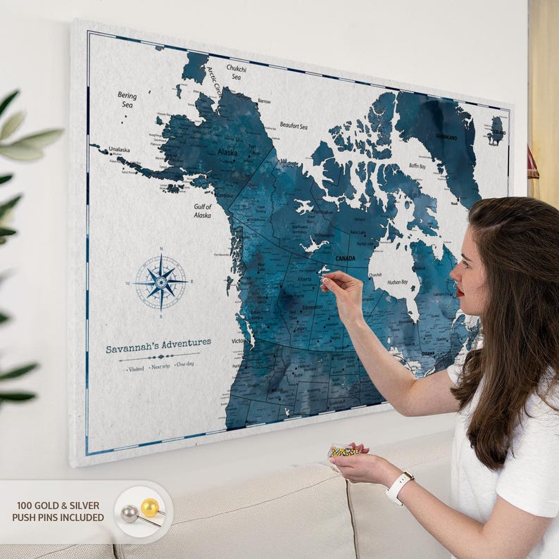 Personalized Exploring Canada Push Pin Map - Etsy