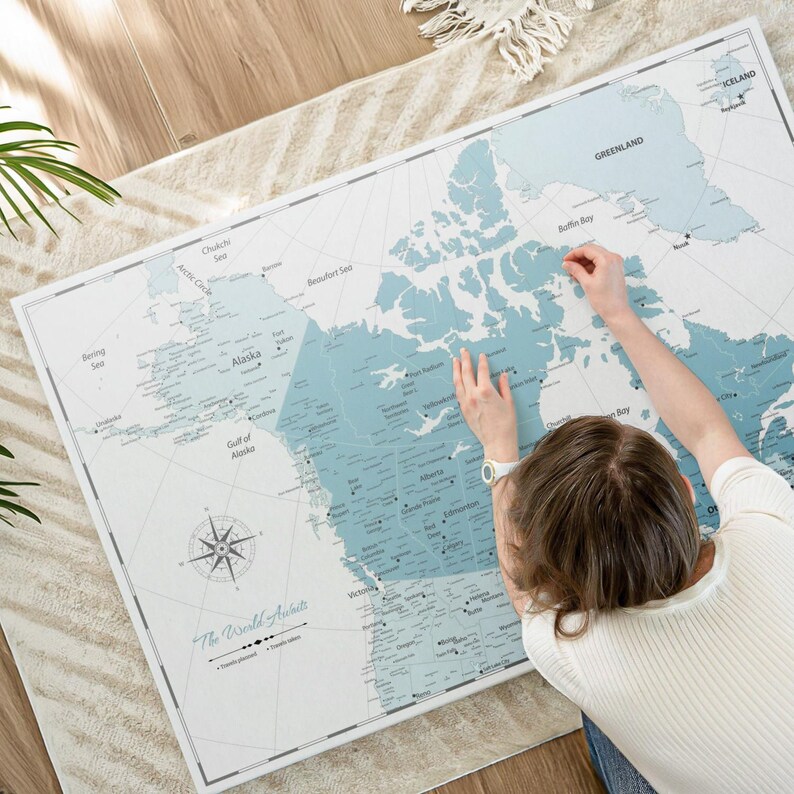 Baby Blue Push Pin Canada Map - Etsy