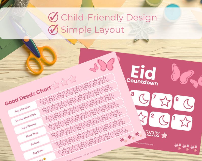 Pink Ramadan Good Deeds Chart for Girls, Islamic Kids Reward Tracker ...