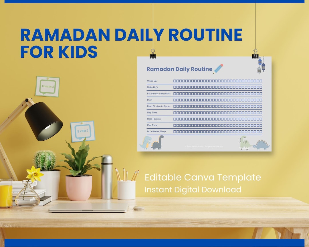 Ramadan Daily Routine Chart for Kids | Editable Canva Template (digital ...