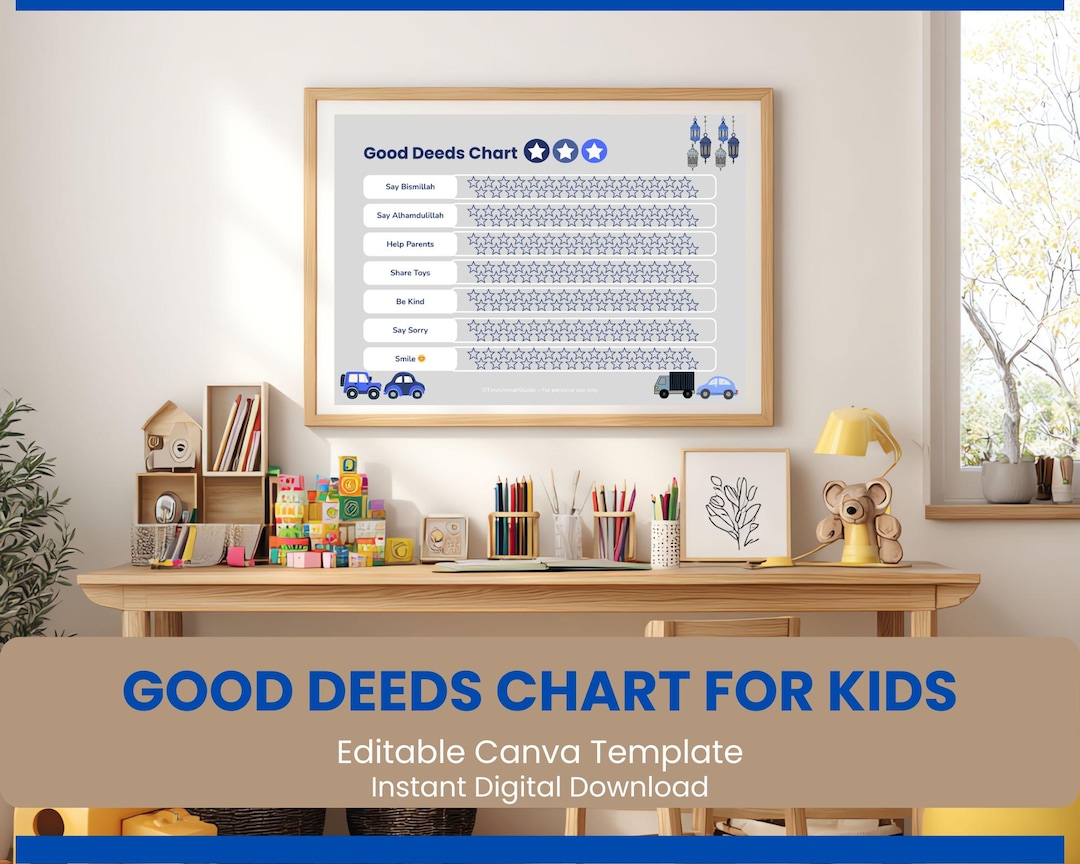 Ramadan Good Deeds Chart for Kids | Editable Canva Template (digital ...