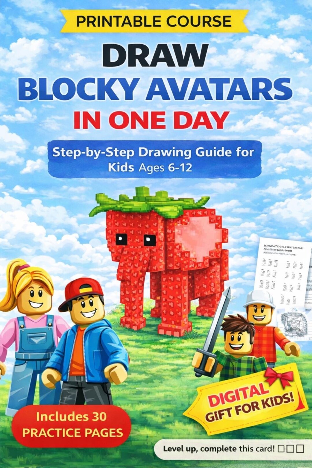 Instant Digital Gift for Kids – Draw Blocky Avatars in One Day, Step-by ...