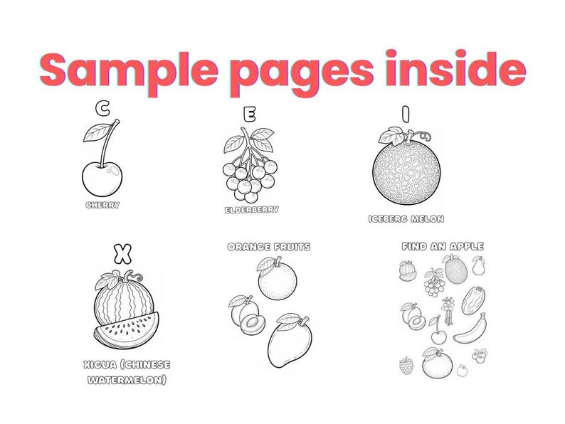ABC Fruits Coloring Pages | Thick Bold Outlines for Toddlers ...