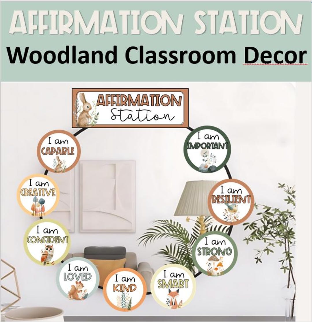 Editable Affirmation Station Woodland Classroom Decor Printable - Etsy