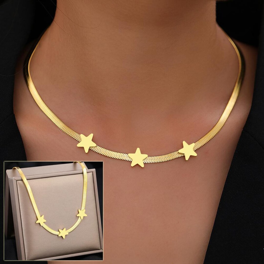 Gold Star Titanium Steel Choker Necklace - Etsy
