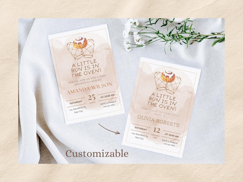 A Little Bun is in the Oven Baby Shower Invitation, Printable Gender ...
