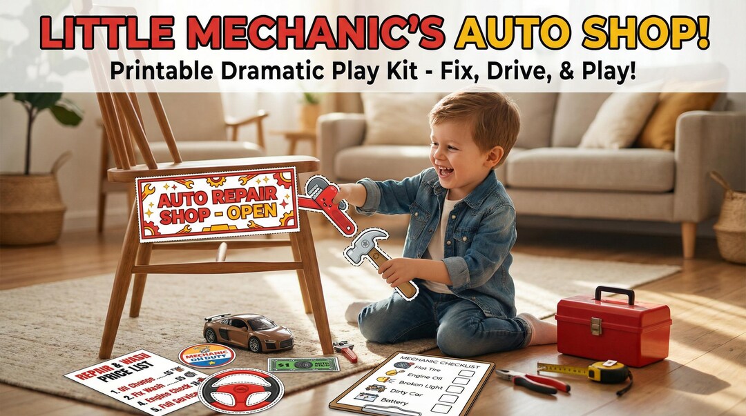 Auto Repair Shop Dramatic Play Set, Mechanic & Car Wash Pretend Play ...