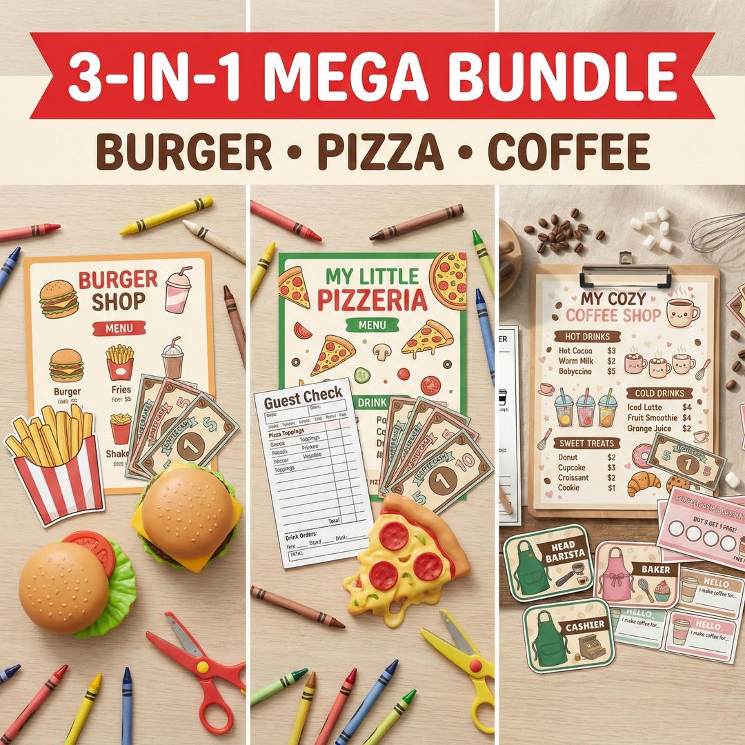 Ultimate Pretend Play Restaurant Bundle,pizza Burger and Coffee Shop ...