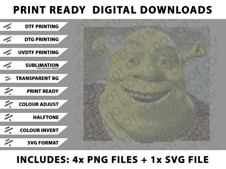 Shrek - Entire Script - With Shrek Face Png Bundle, Digital Downloads ...