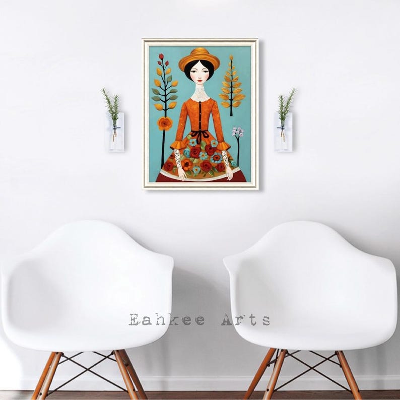 Folk Art Primitive Print, Farmhouse Decor, Eclectic Wall Art, INSTANT ...